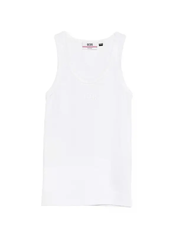 Gcds Embroidered Ribbed T-shirt - White