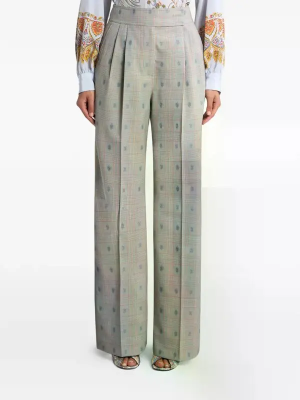 Etro Jacquard Prince Of Wales Trousers - Neutrals