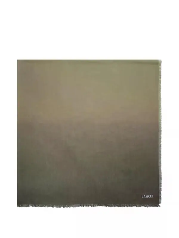 LANCEL Sunset Logo-detail Fringed Scarf - Grey