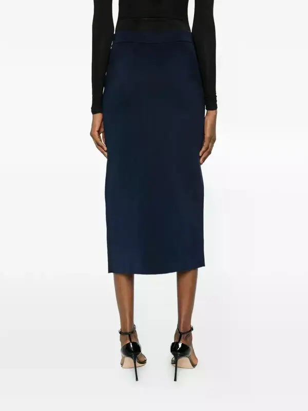 AROVESCIO Ribbed Knit Midi Skirt - Blue