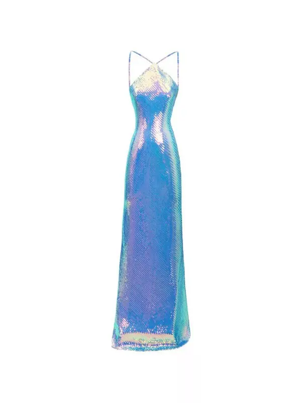 GEMY MAALOUF Halter-neck Maxi Dress - Blue