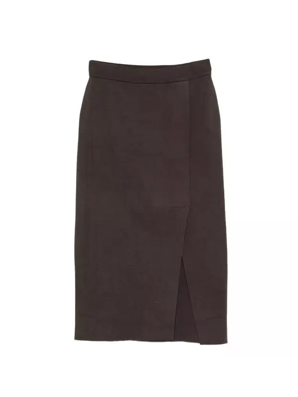 AROVESCIO Slit-front Midi Skirt - Brown