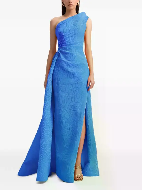 GEMY MAALOUF One-shoulder Draped Maxi Dress - Blue