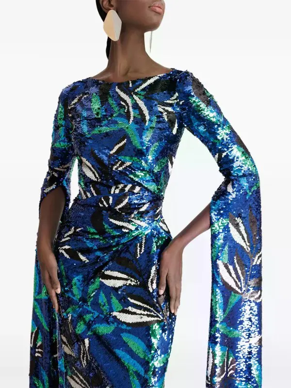 GEMY MAALOUF Patterned Sequin-detailed Maxi Dress