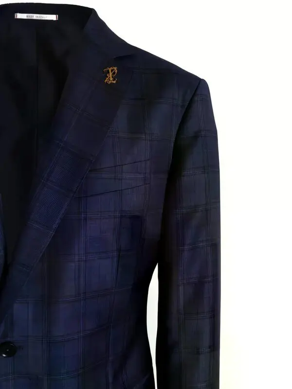 Pal Zileri Vicenza Single-breasted Checked Wool Blazer - Blue