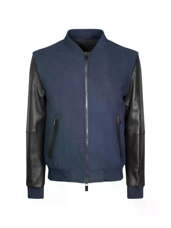 Pal Zileri Leather-sleeve Zip-up Bomber Jacket