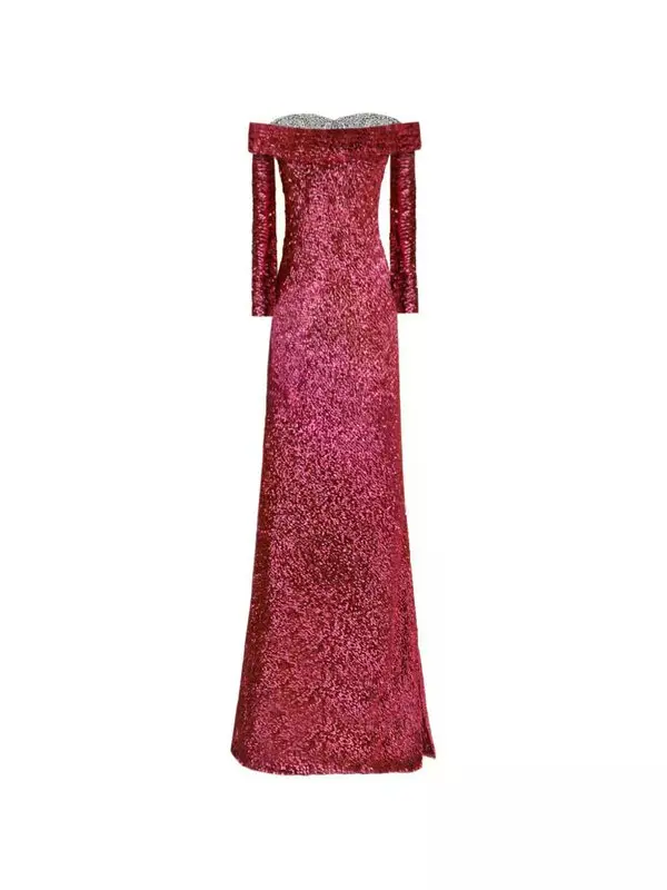 GEMY MAALOUF Beaded-neckline Maxi Dress - Pink