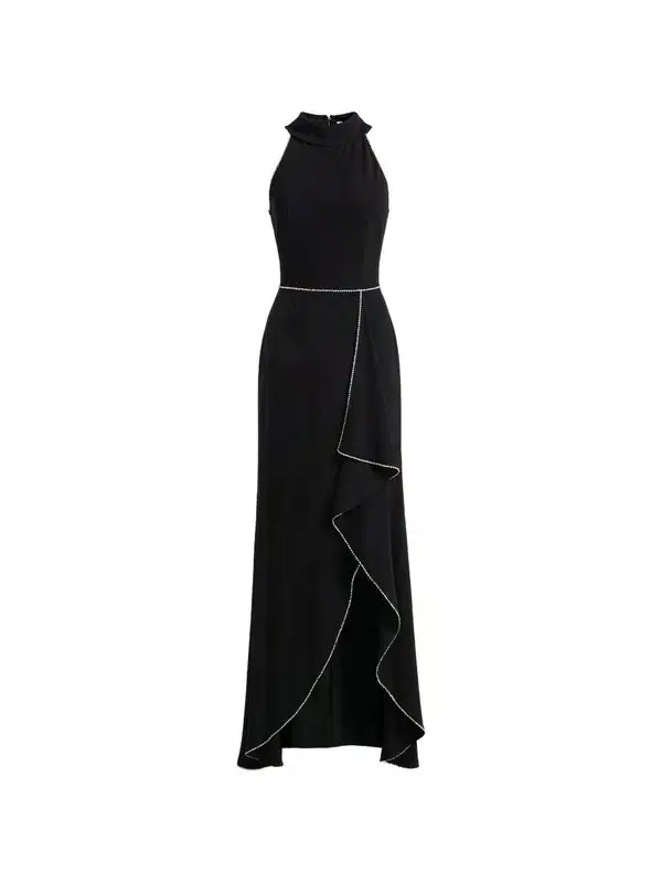 GEMY MAALOUF Beaded-shoulders Asymmetric Gown - Black