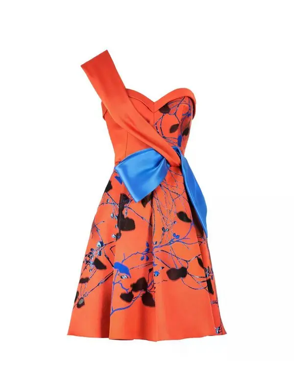 GEMY MAALOUF Bow-detail Mini Dress - Orange