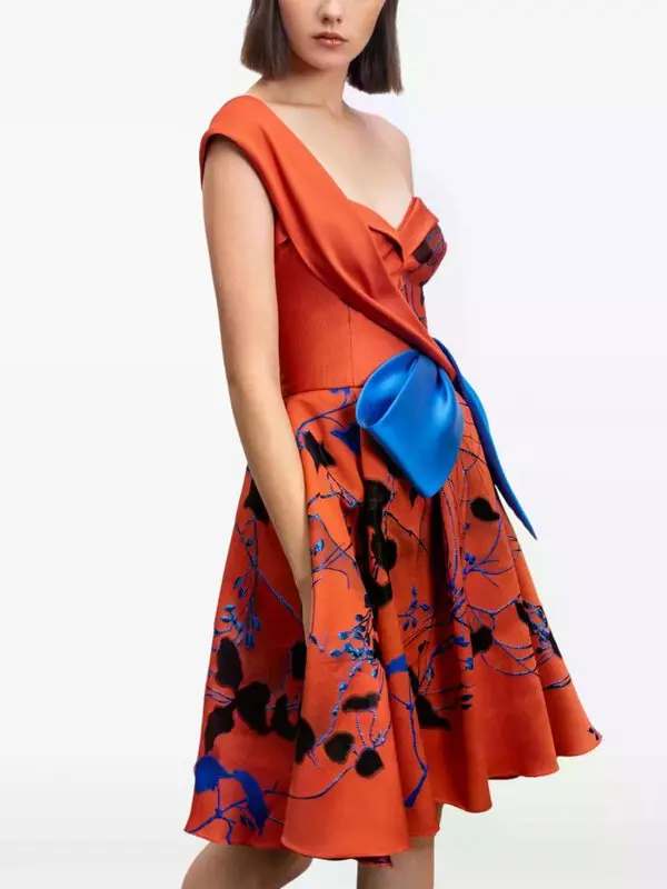 GEMY MAALOUF Bow-detail Mini Dress - Orange