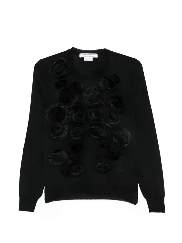 Comme Des Garçons Flower-appliqué Sweater - Black