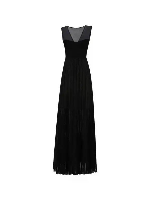GEMY MAALOUF Heart-shaped Pleated Midi Dress - Black