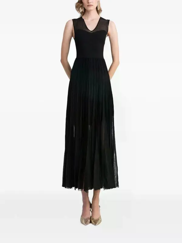 GEMY MAALOUF Heart-shaped Pleated Midi Dress - Black
