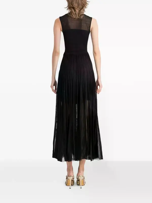 GEMY MAALOUF Heart-shaped Pleated Midi Dress - Black