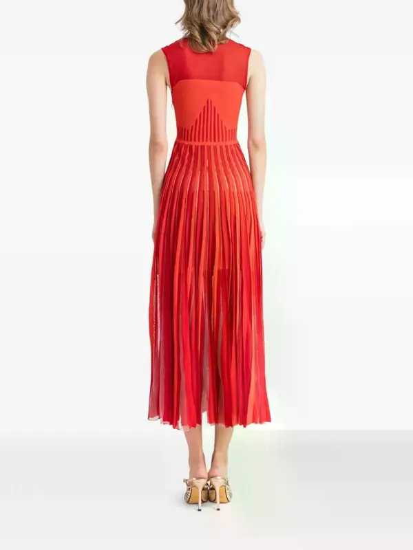 GEMY MAALOUF Heart-shaped Pleated Midi Dress - Red