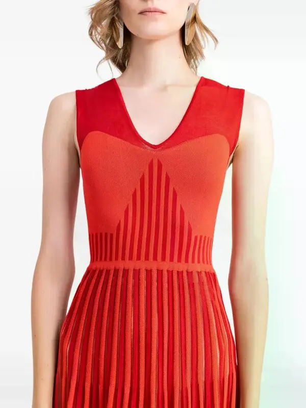 GEMY MAALOUF Heart-shaped Pleated Midi Dress - Red