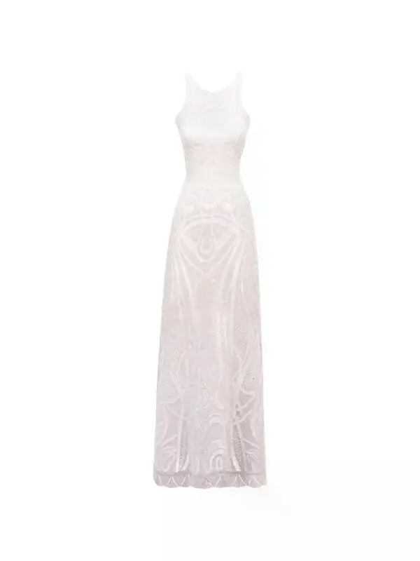 GEMY MAALOUF Patterned Midi Dress - White