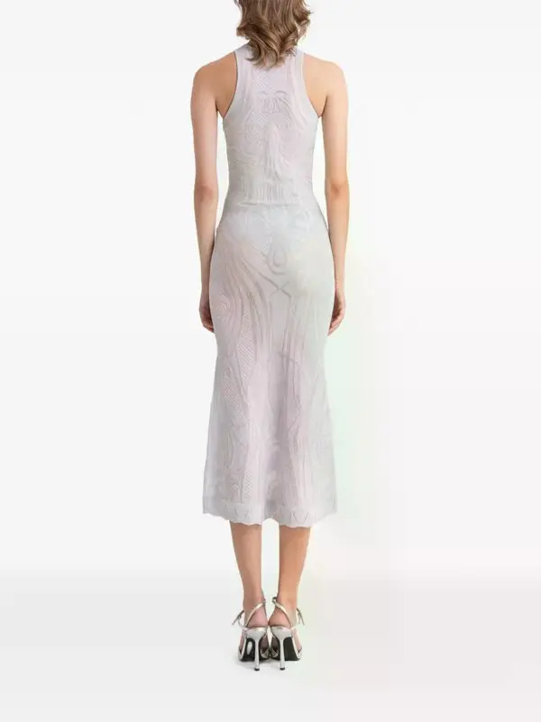 GEMY MAALOUF Patterned Sleeveless Midi Dress - White