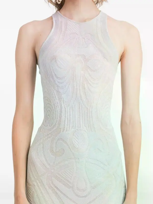 GEMY MAALOUF Patterned Sleeveless Midi Dress - White