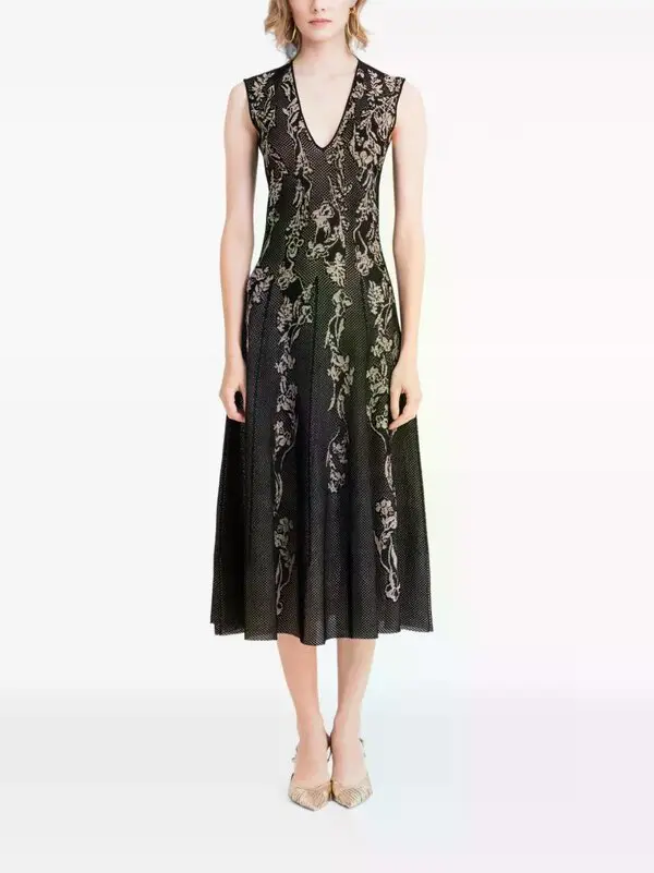GEMY MAALOUF Patterned Midi Dress - Black