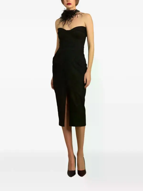 GEMY MAALOUF Strapless Corset Midi Dress - Black