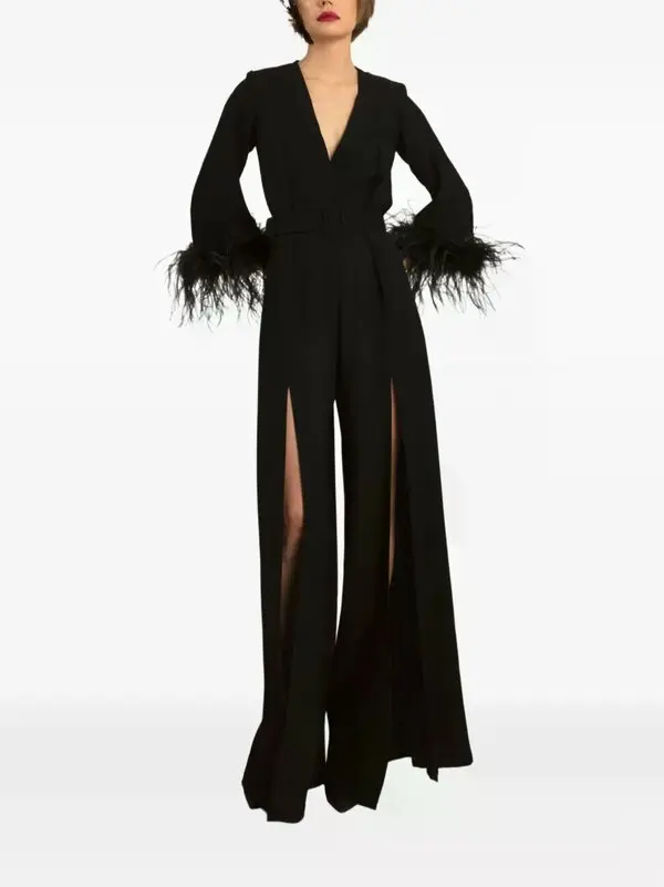 GEMY MAALOUF Feather-trim Jumpsuit