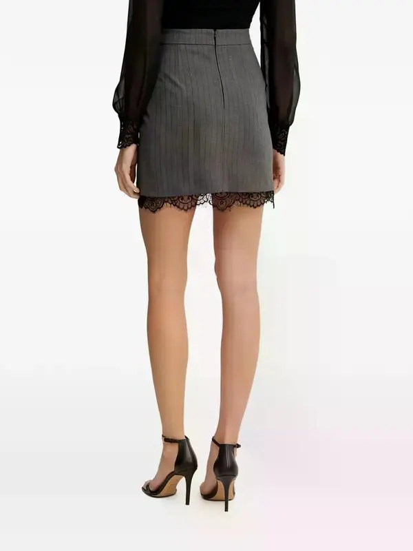 MORGAN Pinstripe Skirt With Lace Detail