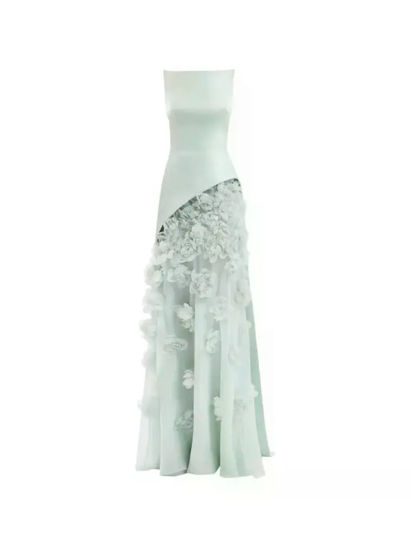 GEMY MAALOUF Strapless Floral-embellished Maxi Dress - Green