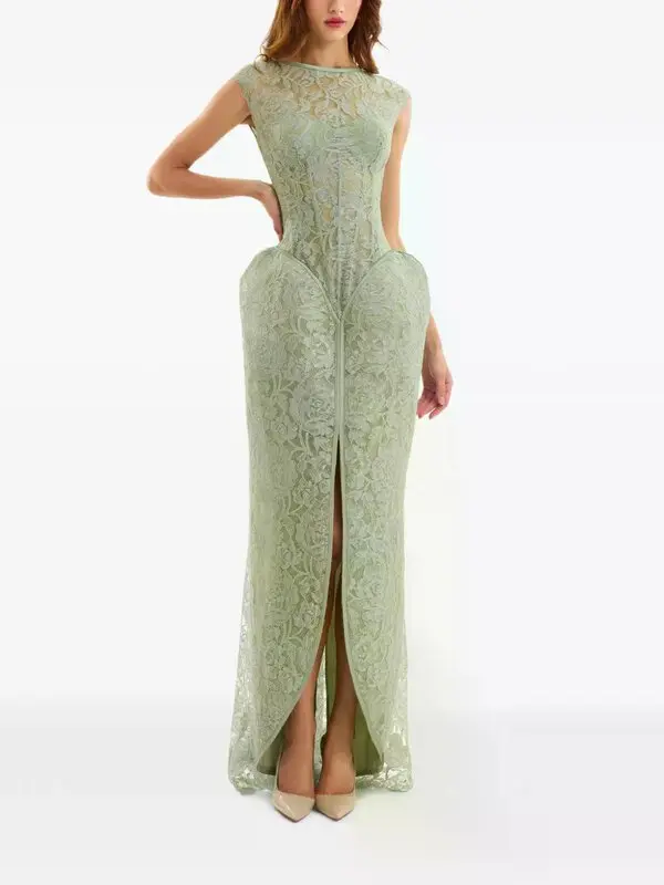 GEMY MAALOUF Sculpted Maxi Dress - Green