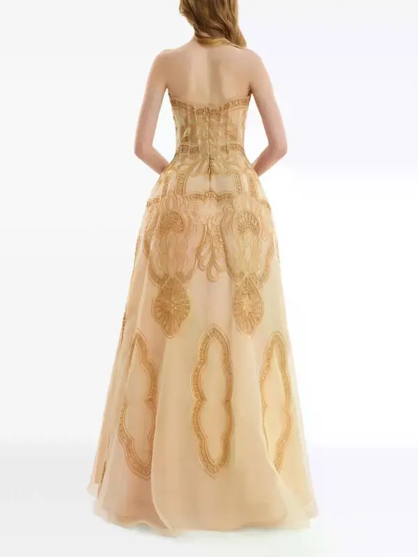 GEMY MAALOUF Strapless Embroidered Maxi Dress