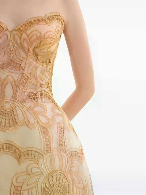 GEMY MAALOUF Strapless Embroidered Maxi Dress
