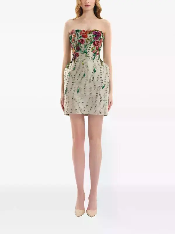 GEMY MAALOUF Embroidered Strapless Mini Dress