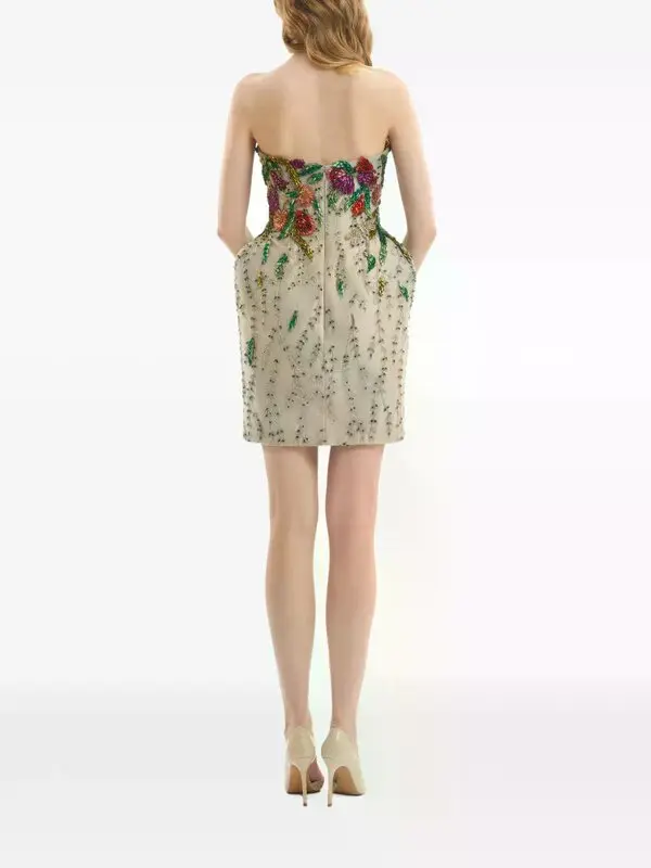 GEMY MAALOUF Embroidered Strapless Mini Dress