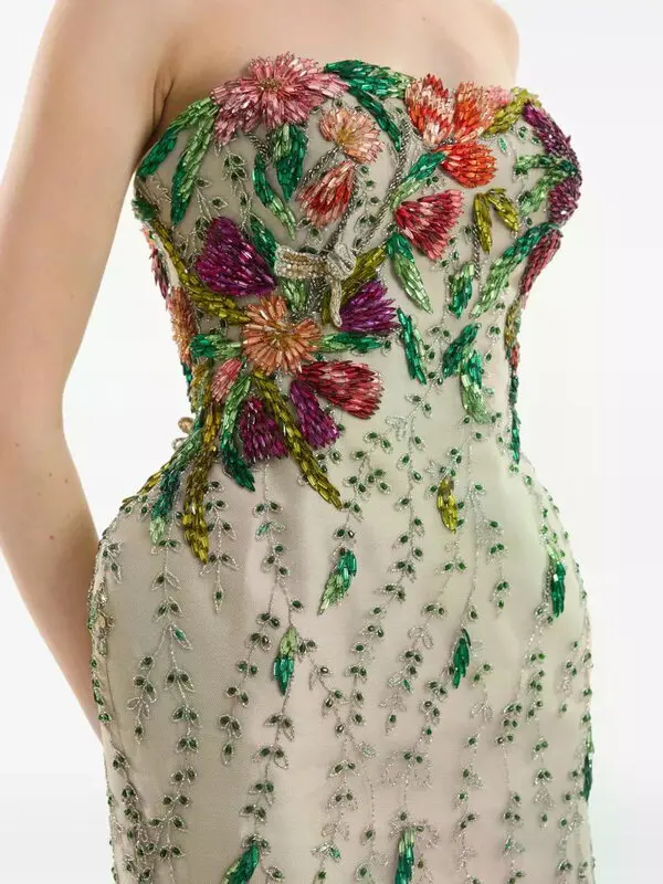 GEMY MAALOUF Embroidered Strapless Mini Dress