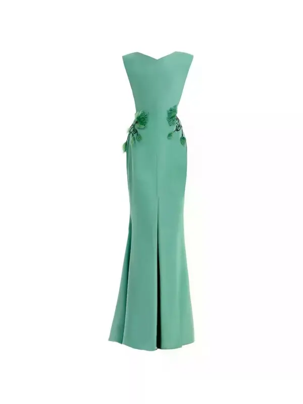 GEMY MAALOUF Structured-neckline Maxi Dress - Green