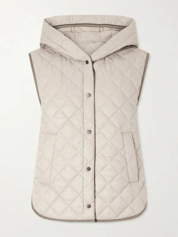 Brunello Cucinelli Hooded Quilted Shell Vest - Gray