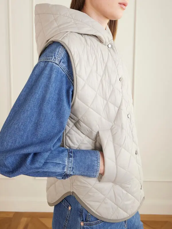 Brunello Cucinelli Hooded Quilted Shell Vest - Gray
