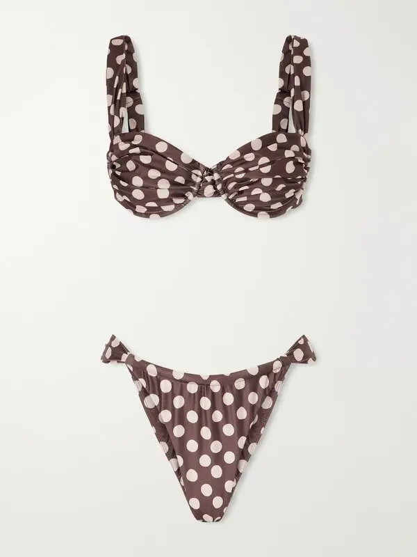 Faithfull The Brand Sol And Andez Polka-dot Recycled Bikini - Brown