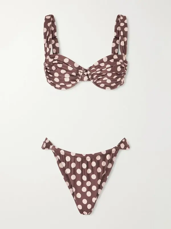 Faithfull The Brand Sol And Andez Polka-dot Bikini - Brown