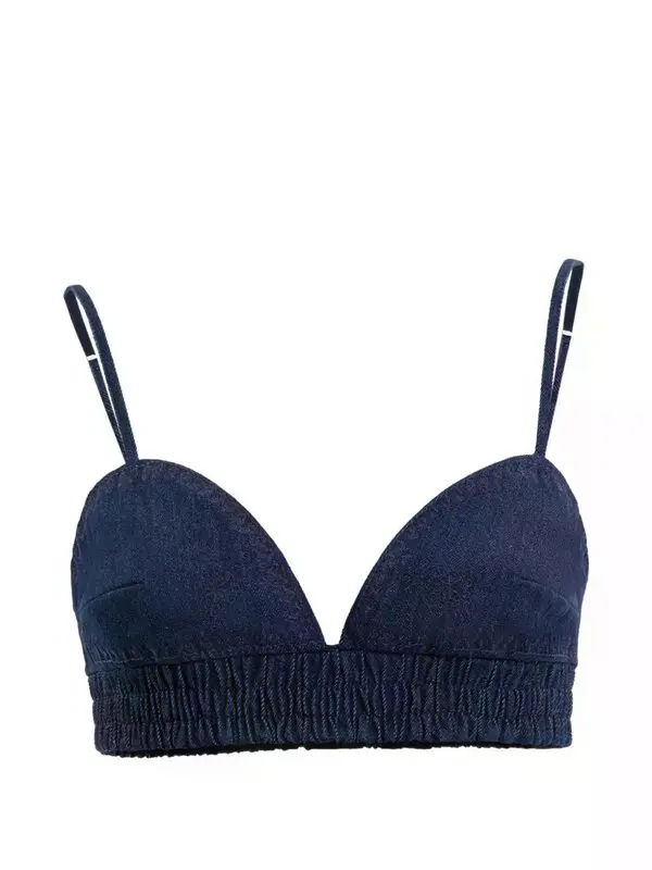 SAIID KOBEISY Cropped Denim Bra Top - Blue