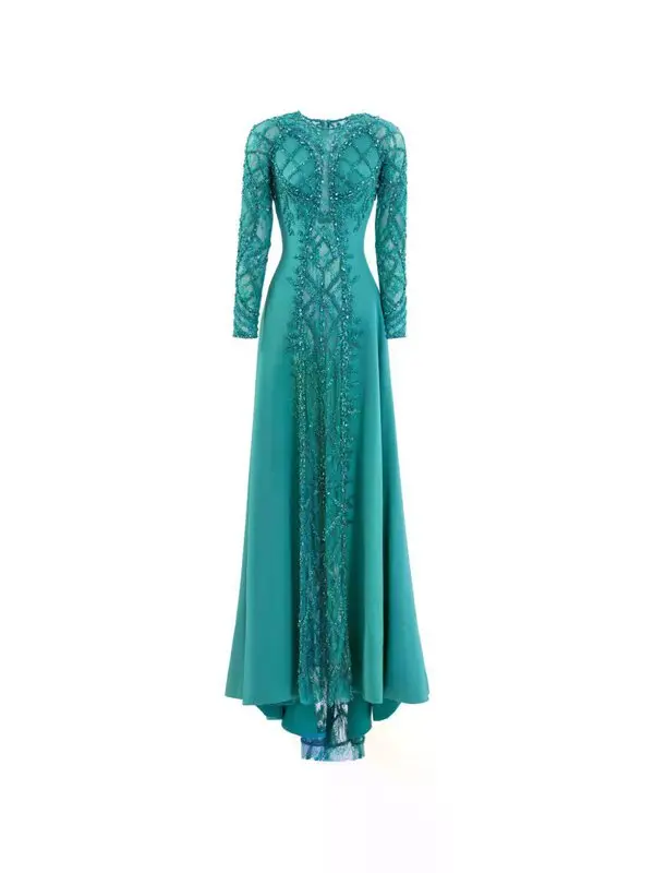 SAIID KOBEISY Geometric Embroidered Maxi Dress - Green