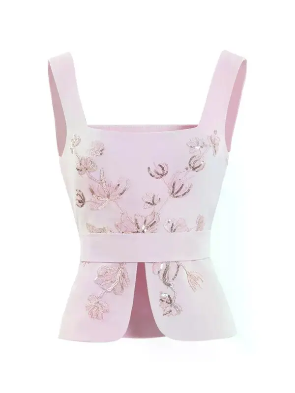 SAIID KOBEISY Embroidered Cropped Top - Pink