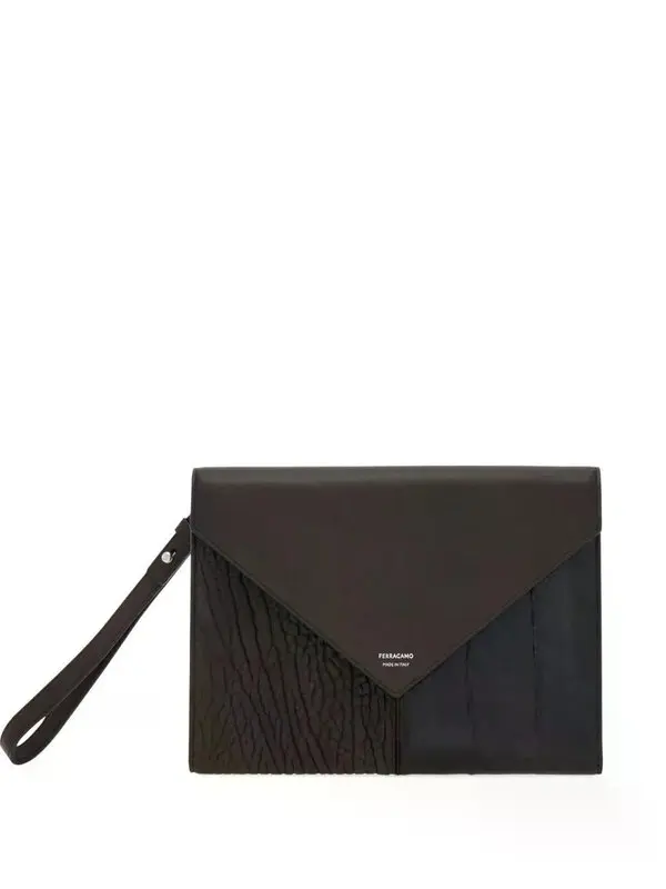 FERRAGAMO Top Flap Clutch Bag - Brown