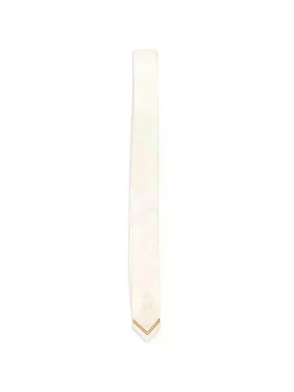 BODE Embroidered Satin Neck Tie - Neutrals