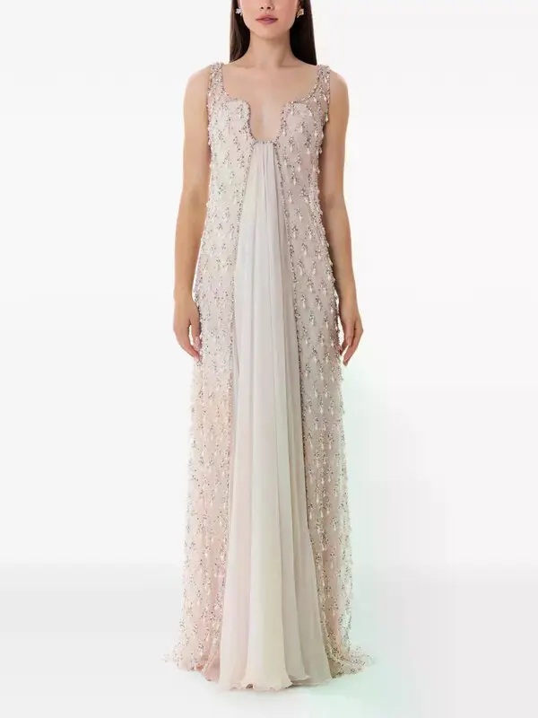 DINA MELWANI Embellished Maxi Dress Set - Neutrals