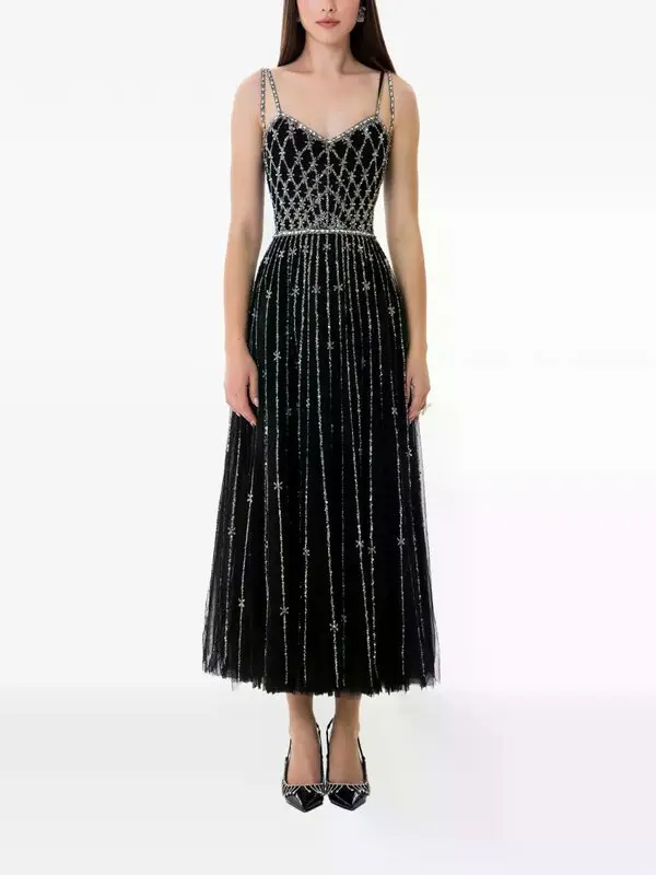 DINA MELWANI Crystal-embellished Midi Dress - Black