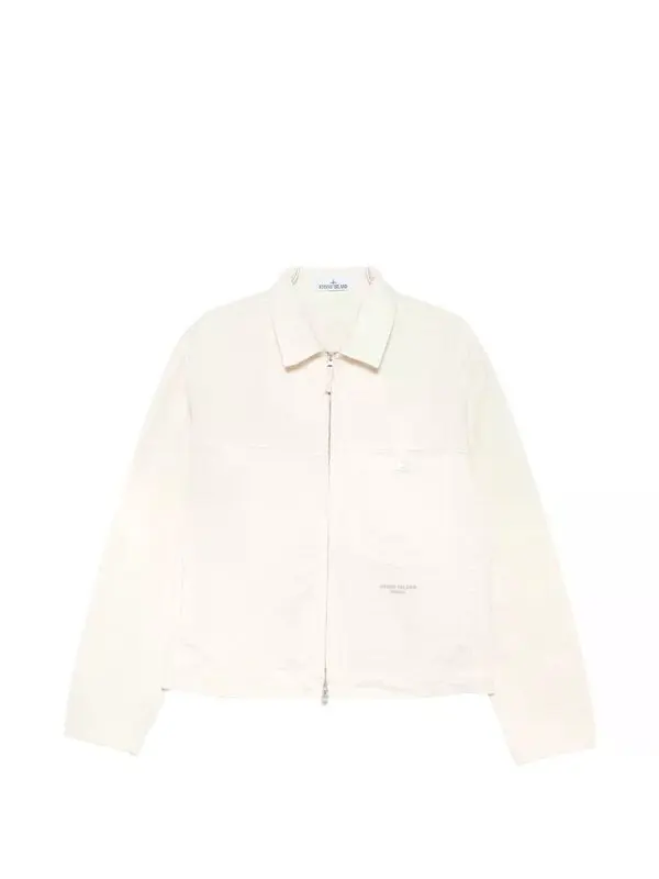 Stone Island Logo-embroidered Shirt Jacket - Neutrals