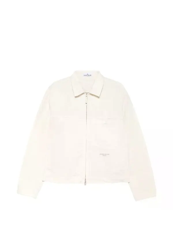 Stone Island Logo-embroidered Shirt Jacket - Neutrals