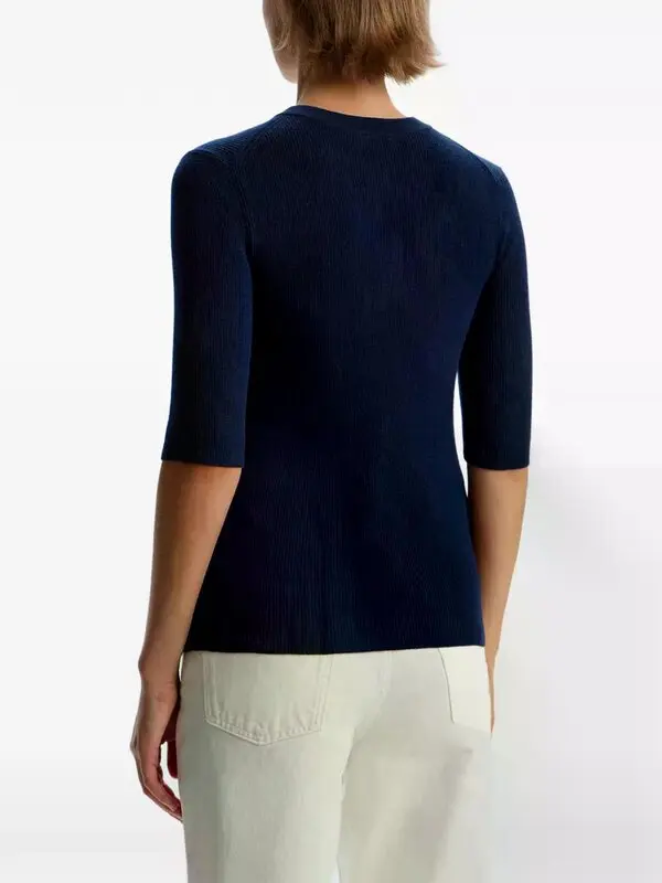 12 STOREEZ Button Merino Sweater - Blue
