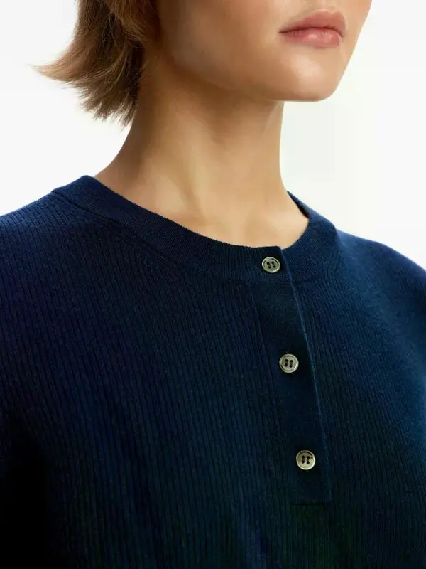 12 STOREEZ Button Merino Sweater - Blue